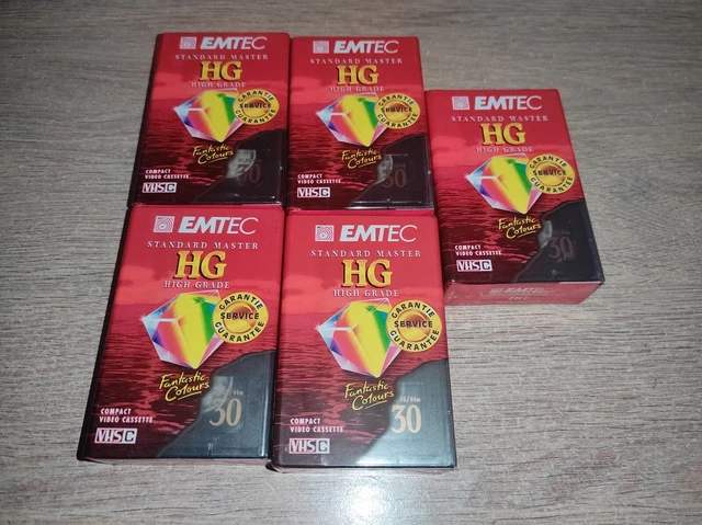 * LOT DE 5 Cassette Vierge Vhsc Emtec Hg 30 - Neuf Sous Blister Pour Caméscope EUR 19,00 ...