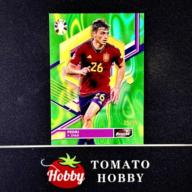 TOPPS FINEST UEFA Euro 2023-24 Pedri/99 Réfracteur Lave Verte Espagne ...
