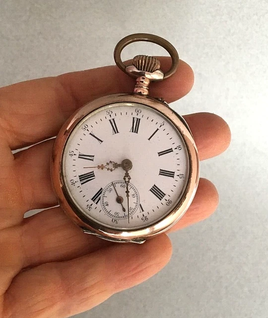 VICTORIAN ANTIQUE FINE SILVER & GOLD POCKET WATCH REMONTOIR ANCRE LIGNE ...