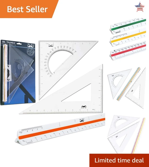 ARCHITECTURAL TRIANGULAR RULER Set - 12 Inch Scale, 11 Inch 30/60 ...