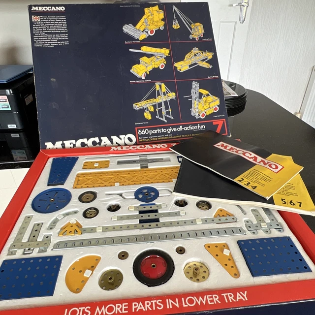 VINTAGE MECCANO Set No 7 Blue/Yellow/Zinc 70s £102.00 - PicClick UK