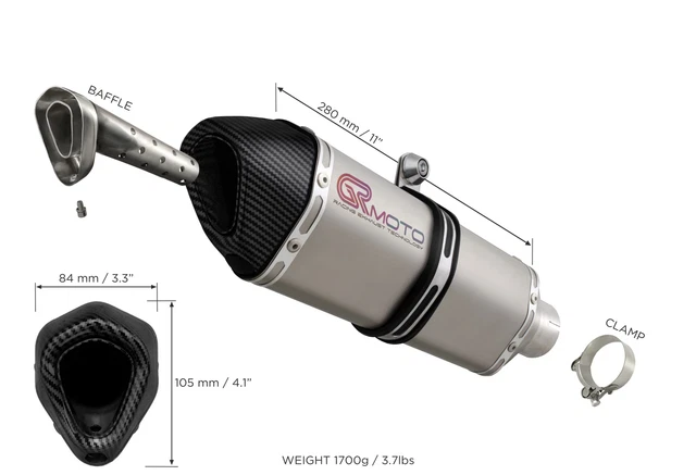 FULL EXHAUST SYSTEM for Yamaha MT07 2014-2025 GRmoto Carbon Titanium ...