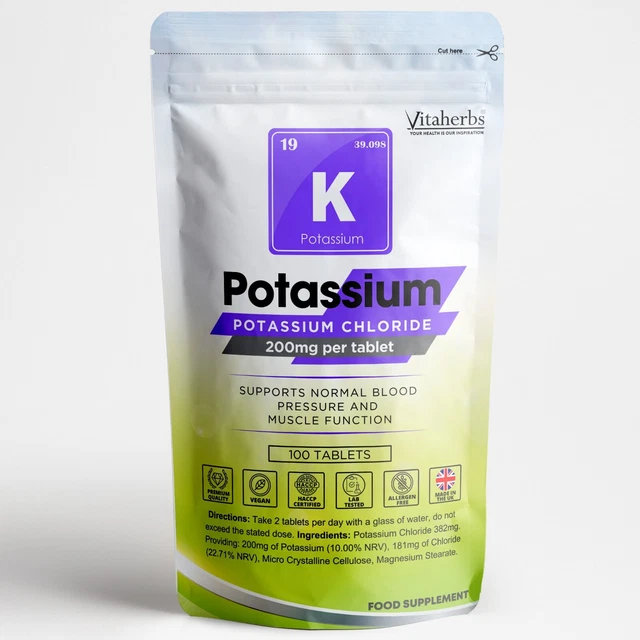 POTASSIUM 200MG 100 Tablets | Electrolyte Balance & Muscle Support ...