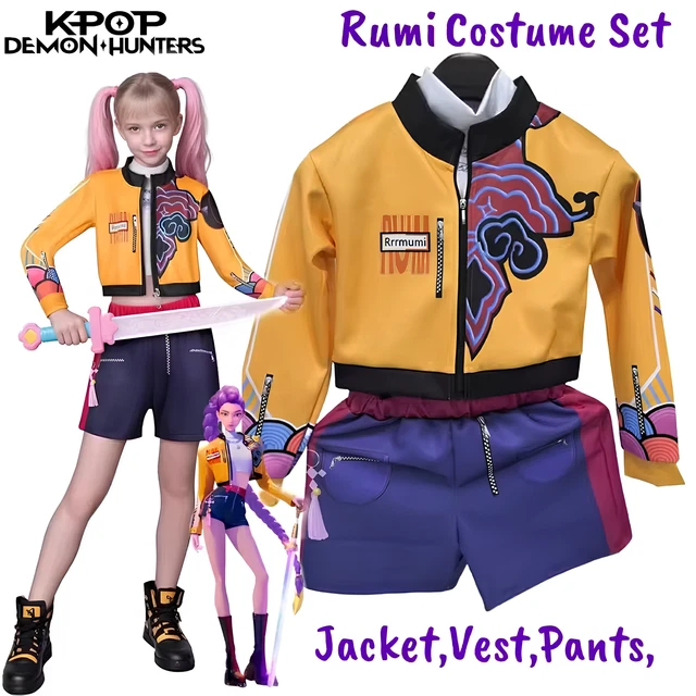 KIDS GIRLS KPOP Demon Hunters Costume Rumi Zoey Mira Costume Halloween Cosplay £34.83 - PicClick UK
