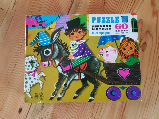ANCIEN PUZZLE FERNAND Nathan La Campagne 60 Pièces Avec Poster Vintage ...