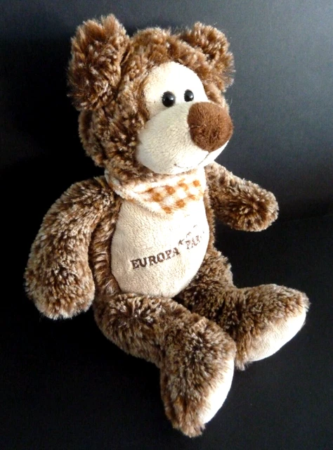 Q. DOUDOU PELUCHE EUROPA PARK OURS marron beige BILLES bandana carreau ...