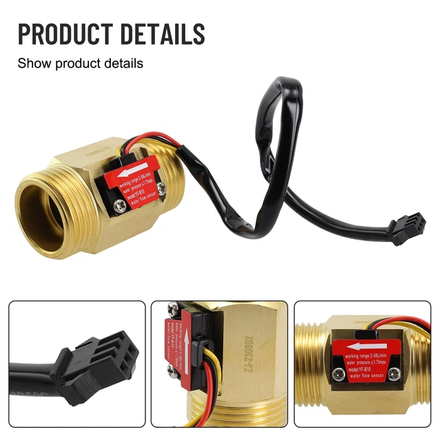 G1 HALL EFFECT Liquid Water Current Sensor Switch Flowmeter Meter DC5V ...