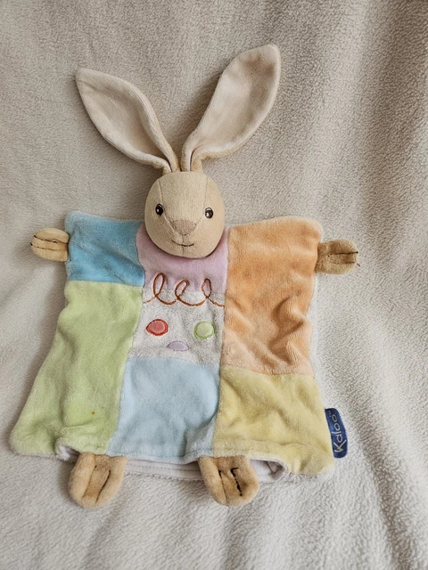 KALOO PATCHWORK BUNNY Rabbit Baby Comforter Soft Toy Square Hand Puppet ...