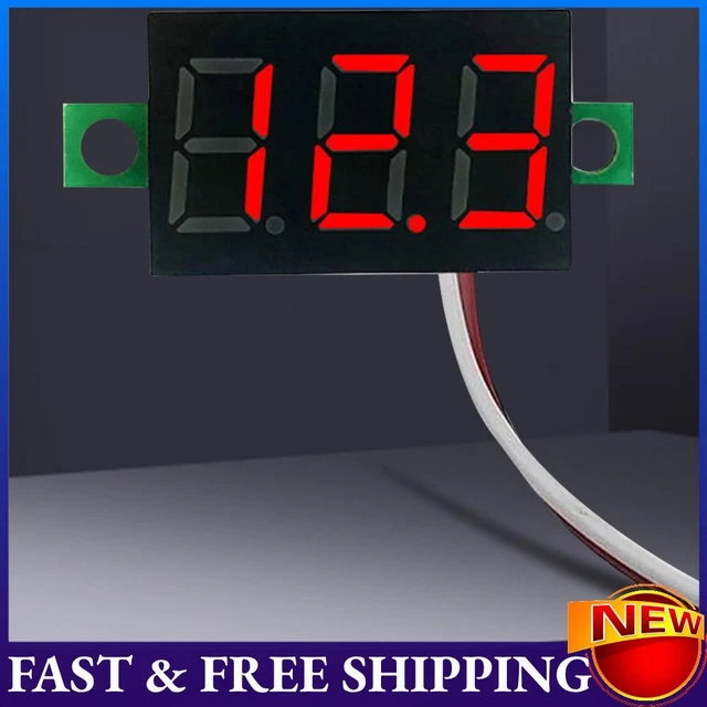 2 WIRES DC Volt Meter Reverse Polarity Protection 0.28 Inch LED Screen ...