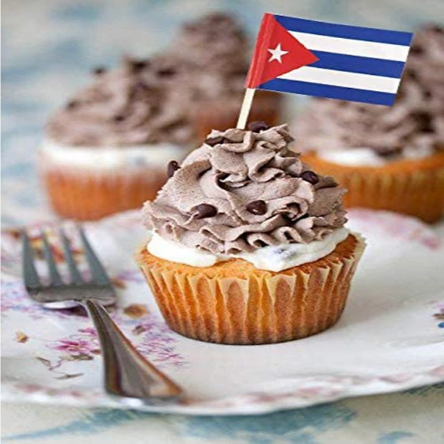 BAKING DECOR CUPCAKE Toppers Cuban Flags Cake Topper Cuba Toothpick ...