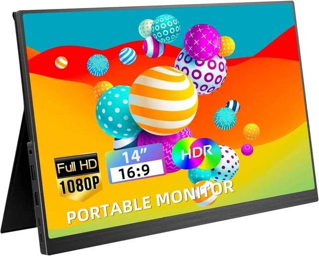 14 ZOLL PORTABLE Monitor Kenowa HDR IPS Bildschirm FHD 1080P mit HDMl ...