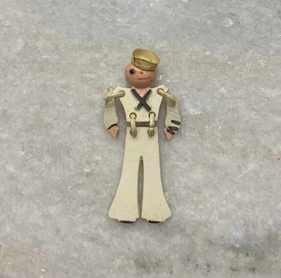 VINTAGE FRENCH BAKELITE Articulated and Jointed Bellhop Pin Brooch ...