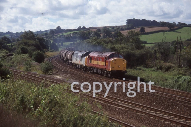 ORIGINAL DIESEL RAILWAY 35mm Slide 37521/37674 Aller Burngullow-Newport ...