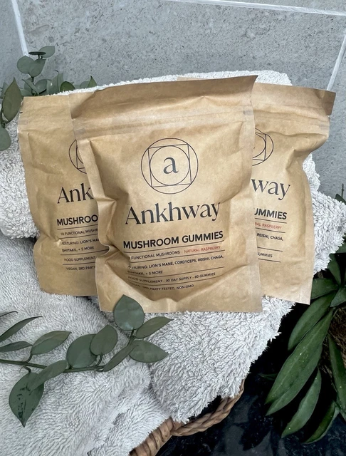 ~ ANKHWAY MUSHROOM GUMMIES ~ 60 Vegan. 1 x BRAND NEW & SEALED POUCH EXP ...