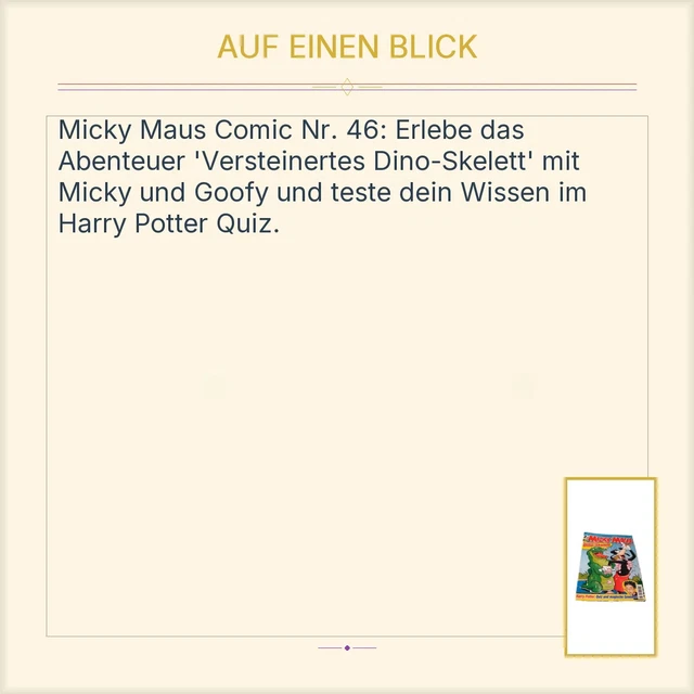 MICKY MAUS COMIC Nr. 46 Egmont Ehapa Dino Skelett Harry Potter Quiz ...
