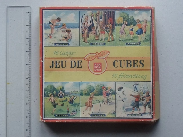 JEU DE CUBES ANCIEN EN CARTON: 6 puzzles Football.... Cube "démontable ...
