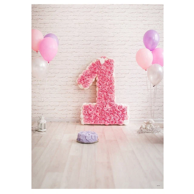 FIRST BIRTHDAY BACKDROP Cartoon Banner Floral Baby Boy Photography £12. ...