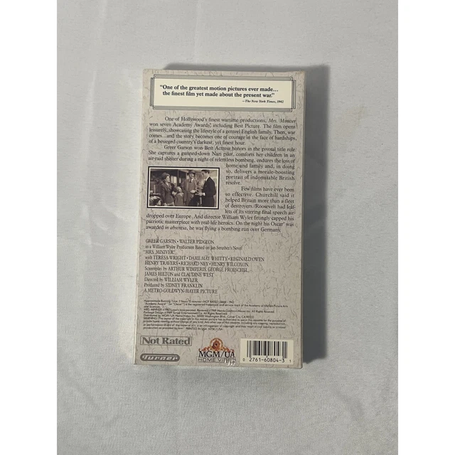 MRS. MINIVER VHS Tape Greer Garson Walter Pidgeon MGM Classic War Movie ...