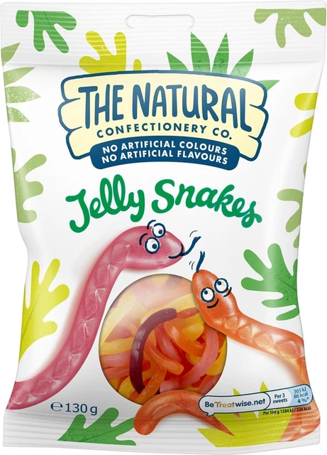 THE NATURAL CONFECTIONERY Co. Jelly Snakes 130G (Pack of 10 Bags) £17. ...
