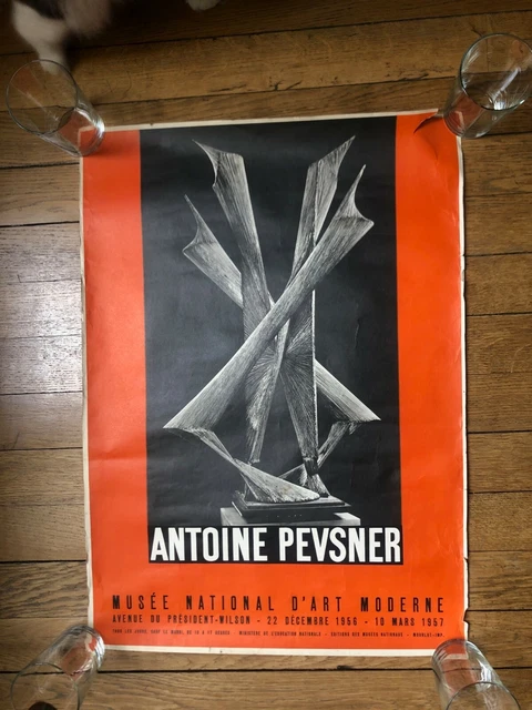 ANTIQUE POSTER ANTOINE PEVSNER by MOURLOT Museum of Modern Art 1956 / ...