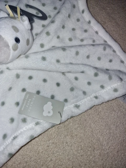NEW - PRIMARK Baby White / Grey Spotty Giraffe Comforter Blanket Plush ...