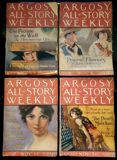 ARGOSY ALL-STORY WEEKLY Pulp Magazine 1920 Lot of 4 ~ Oct 30, Nov 6, 13 ...