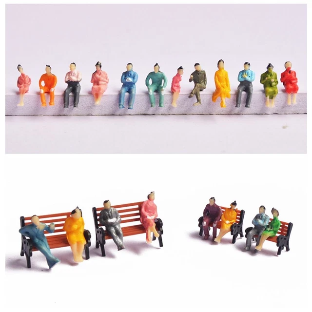 SEATED PAINTED MODEL Miniatures People Figures Railway Sitting ...