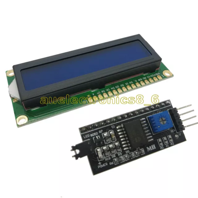 1602 16X2 LCD Character Display + IIC/I2C/TWI/SPI Serial interface ...