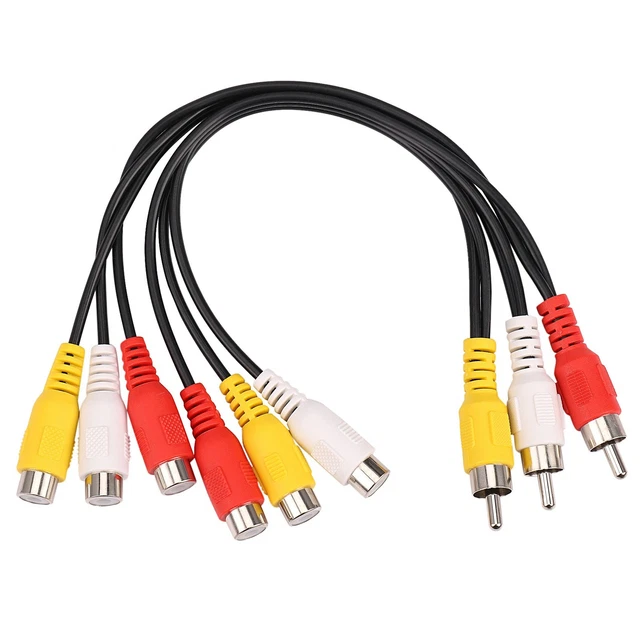 10X(NEUE 3 CINCH Stecker auf 6 Cinch Stecker Splitter Audio Dvd Video ...