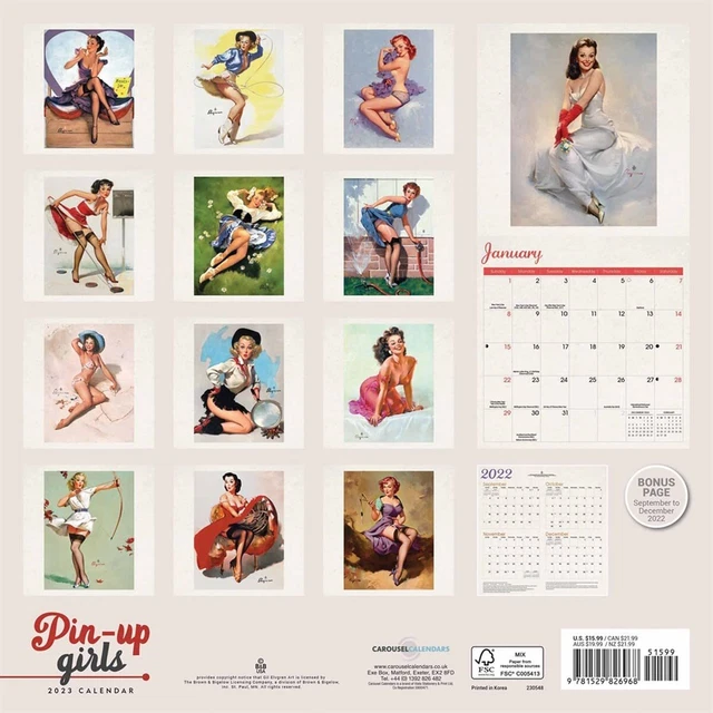GIL ELVGREN PIN-UP Girls 2023 Wall Calendar New in Shrinkwrap EUR 15,05 - PicClick DE