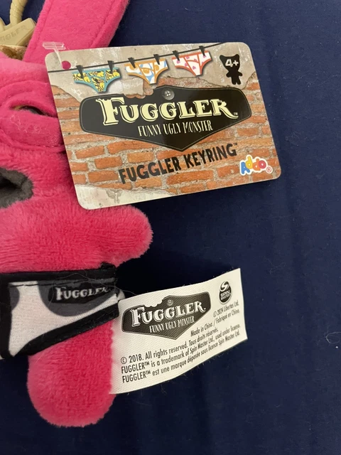 FUGGLER CLIP KEYRING Keychain Plush Funny Ugly Monster Pink Rabid ...