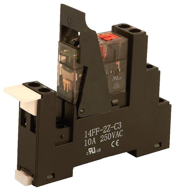 DOUBLE POLE INTERFACE Din Rail Relay Module Test Button Flag Indicator ...