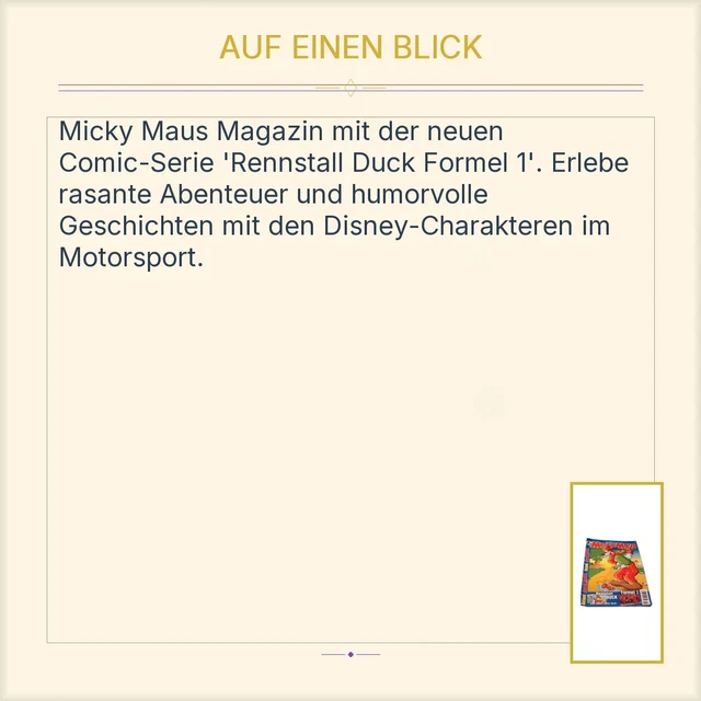 MICKY MAUS MAGAZIN Rennstall Duck Formel 1 Comic Taschenbuch Deutsch ...