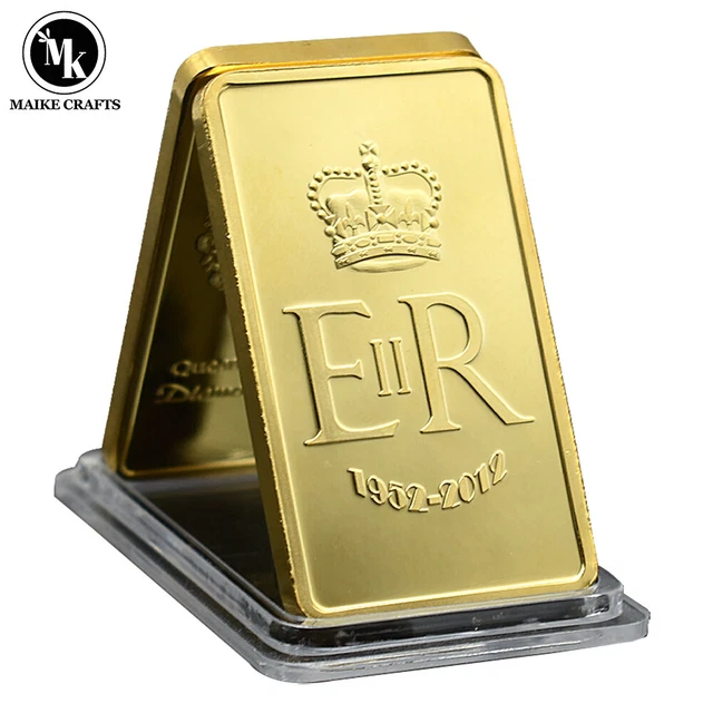 ELIZABETH II GOLD Bars British Queen Metal Gold Plated Craft ...