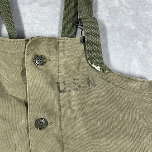 USN WW2 COLD Weather Bibs Deck Overalls Small Distressed Vintage US ...