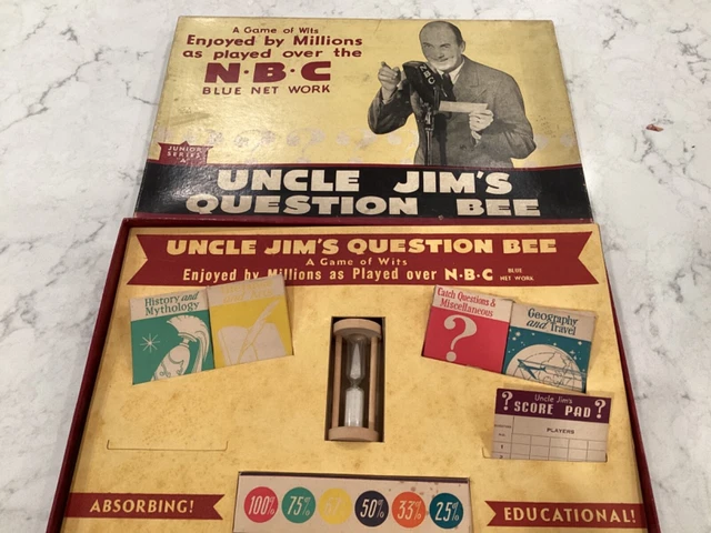 1940S UNCLE JIM'S Question Bee Game Toy Creations NBC TV Show series "A ...