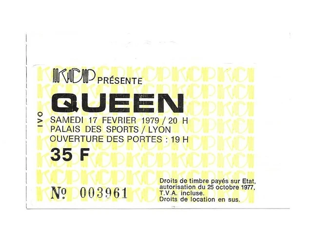 RARE / TICKET Billet Concert - Queen : Live A Lyon France 1979 Freddie ...