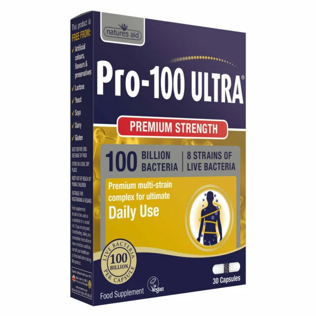 NATURES AID PRO-100 ULTRA 100 Billion Bacteria - 30 Capsules £33.99 ...