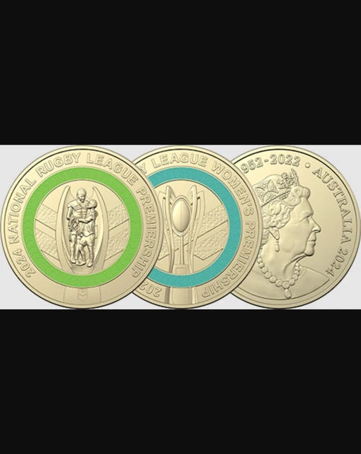 2024 NRL AND NRLW $2 coloured coin RARE LIMITED TIME OFFER - SET OF 2 ...