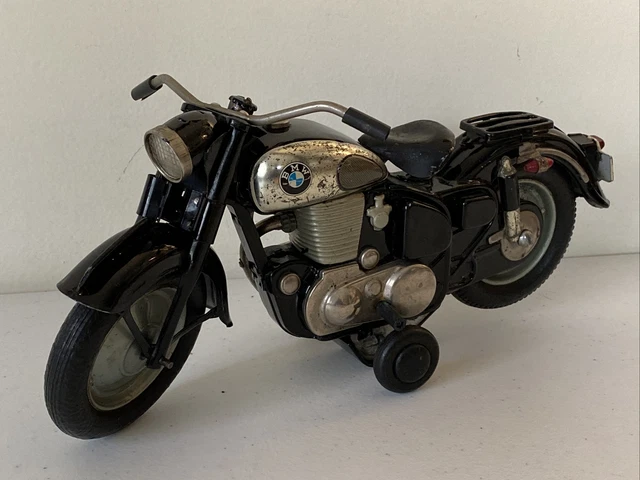 BMW 500 BANDAI Meguro Tin Motorcycle 1950’s Japan Toy Black 12” Bike ...