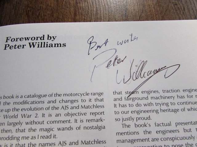 AJS/ MATCHLESS POST war models- Signed by Peter Williams. H/back ...