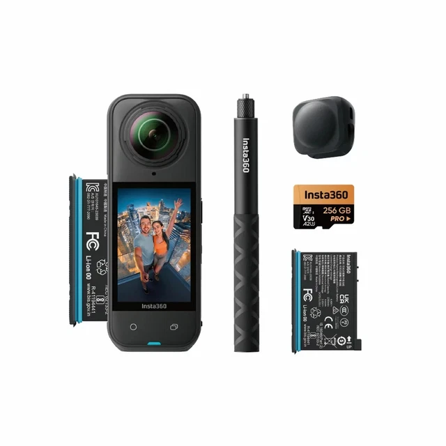 INSTA360 X5 ADVENTURE Camera Kit with with Selfie Stick and 256GB SD ...