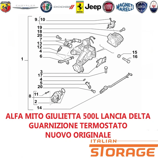 ALFA MITO GIULIETTA 500L Lancia Delta Joint Thermostat Original ...