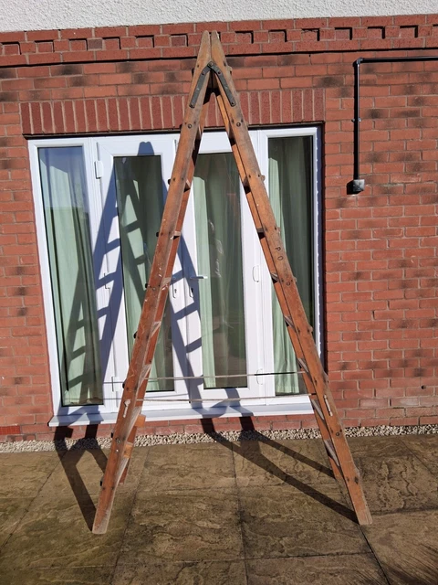 GPO, 9 TREAD, 8 foot tall, wooden step ladder £31.92 - PicClick UK