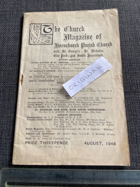 CHURCH MAGAZINE OF Hornchurch Parish Church 1948 + Essex Church News ...