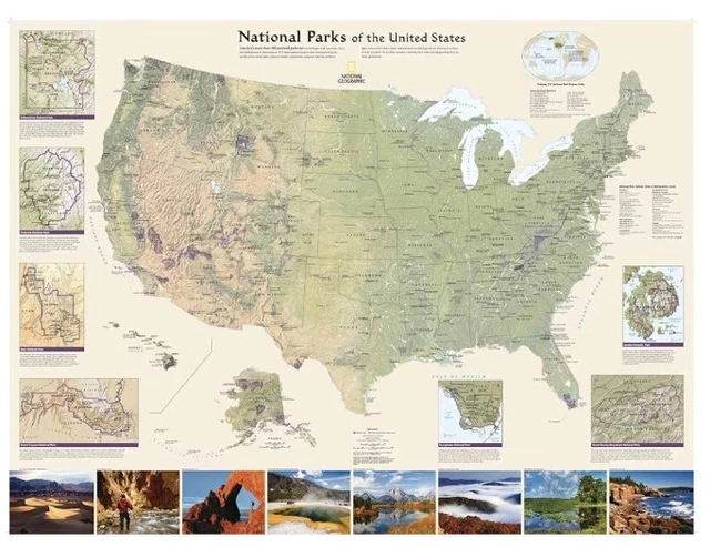 NATIONAL GEOGRAPHIC: NATIONAL Parks of the United States Wall Map Large ...