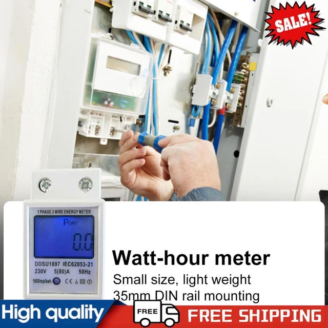 DIGITAL WATTMETER BACKLIGHT AC 230V Electrical Load Analyzer 5-80A for ...