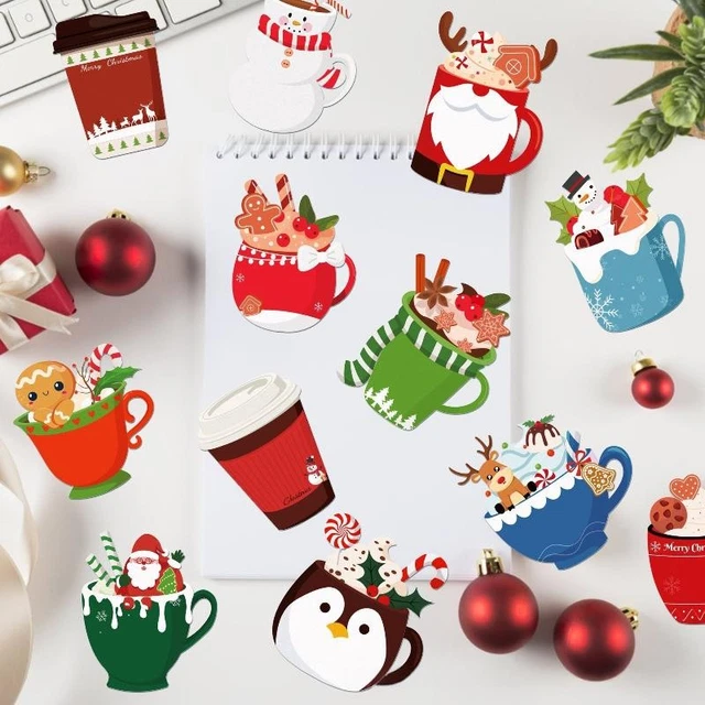 12CHRISTMAS TEA CUP Note Pad Set Santa Claus Elk Theme Notepad Winter ...