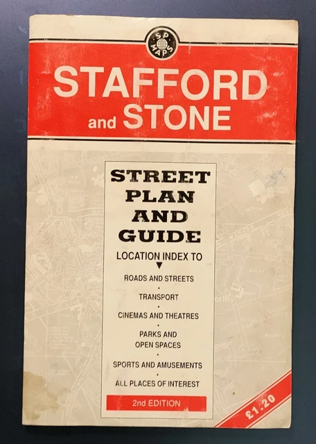 VINTAGE SP MAPS STAFFORD AND STONE STREET PLAN AND GUIDE 2nd EDITION ...