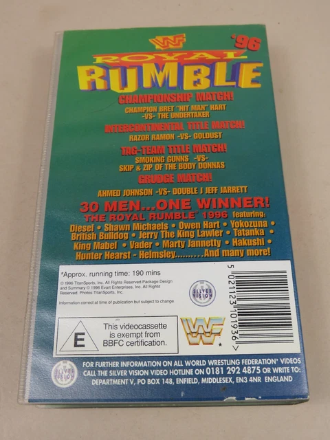 WWF ROYAL RUMBLE '96 VHS Tape 3 hrs Silver Vision 1996 Official Rare ...